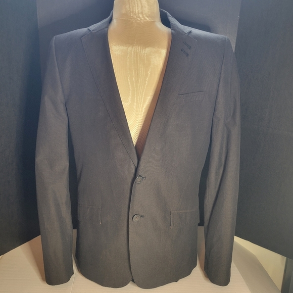 H&M | Suits & Blazers | Hm Mens Blazer Black Cotton 2 Button Lined Suit ...